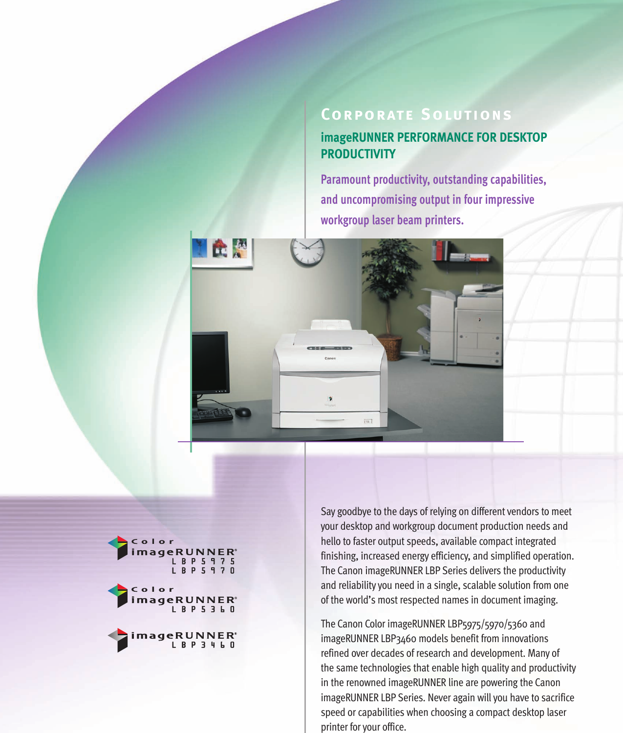 Canon Color Imagerunner Lbp5960 Read Only Brochure