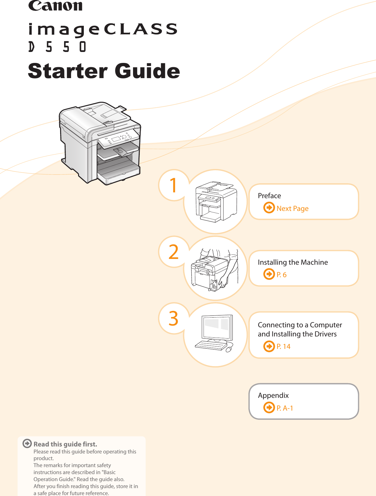 Canon Imageclass D550 Quick Start Guide Starter