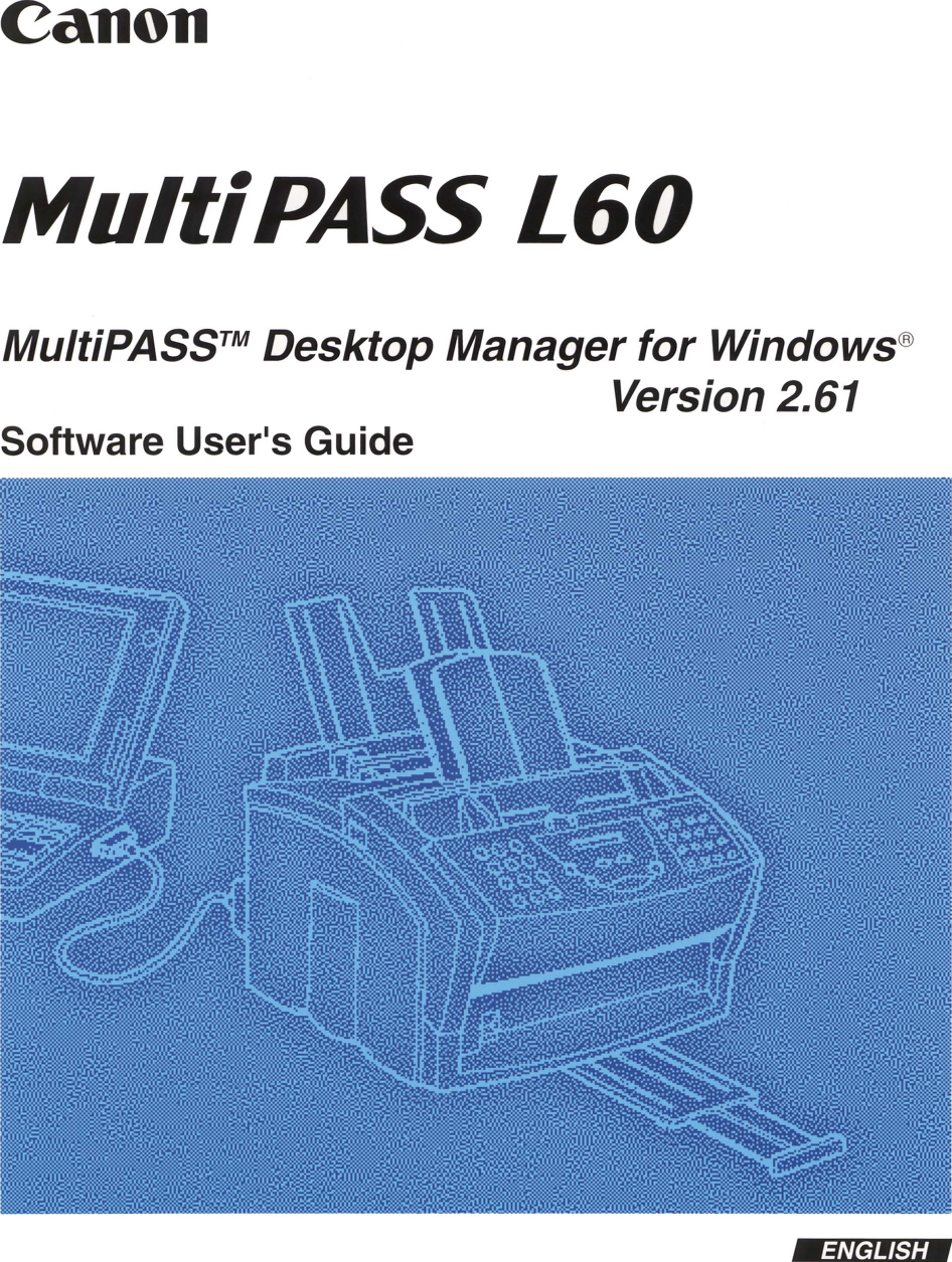 Canon Multipass L60 Users Manual 00/UK COVER.PM6