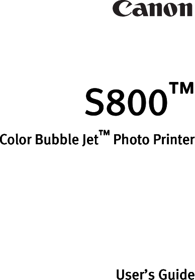 Canon S800 Users Manual