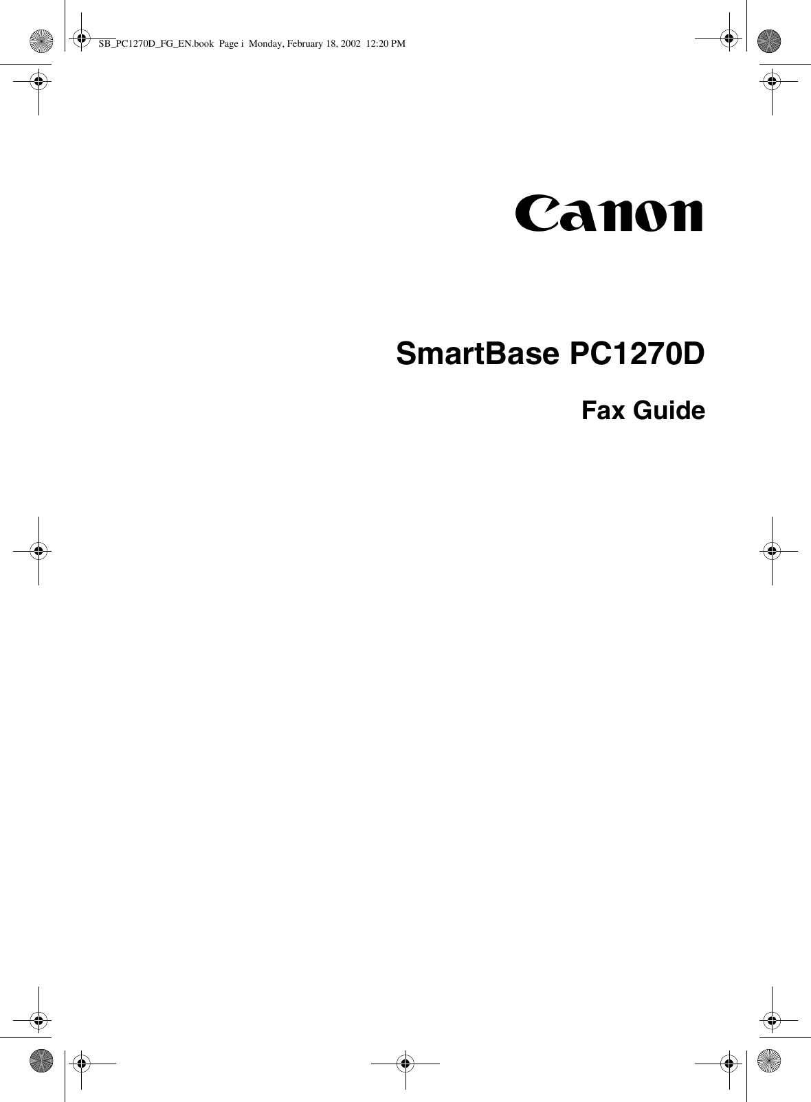 Canon Smartbase Pc1270D Users Manual