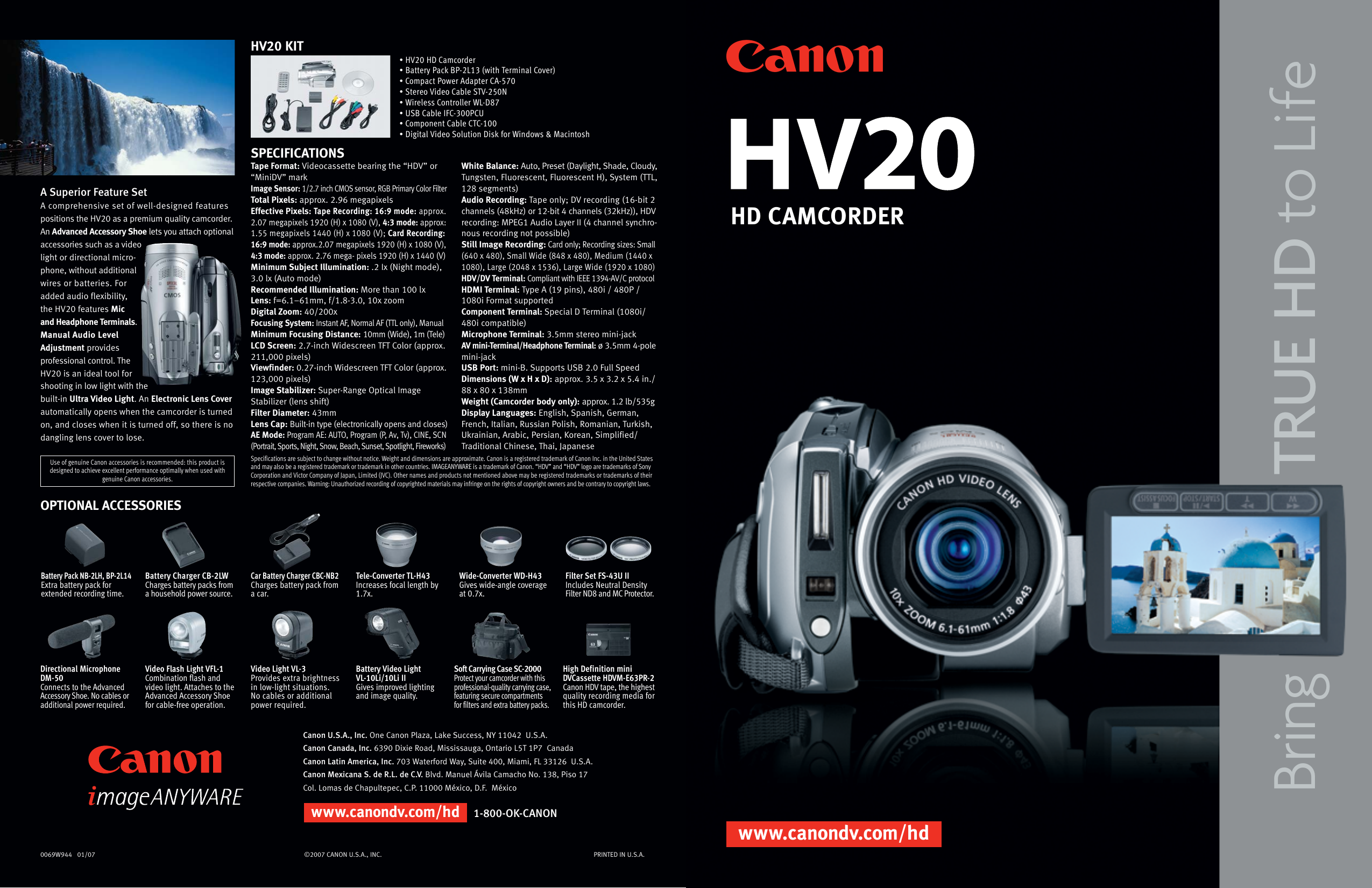 Canon Vixia Hv20 Brochure 5307_D120_BRO_REVISED_070119