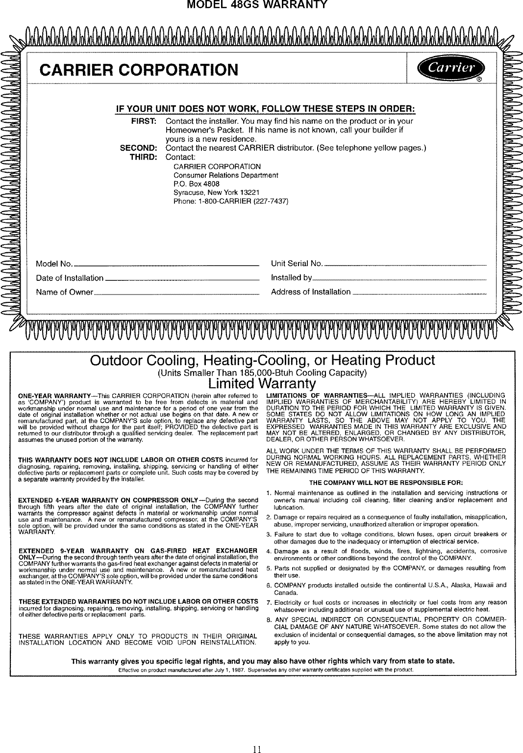 Carrier 48GS024060300 User Manual CENTRAL PACKAGE Manuals And Guides ...