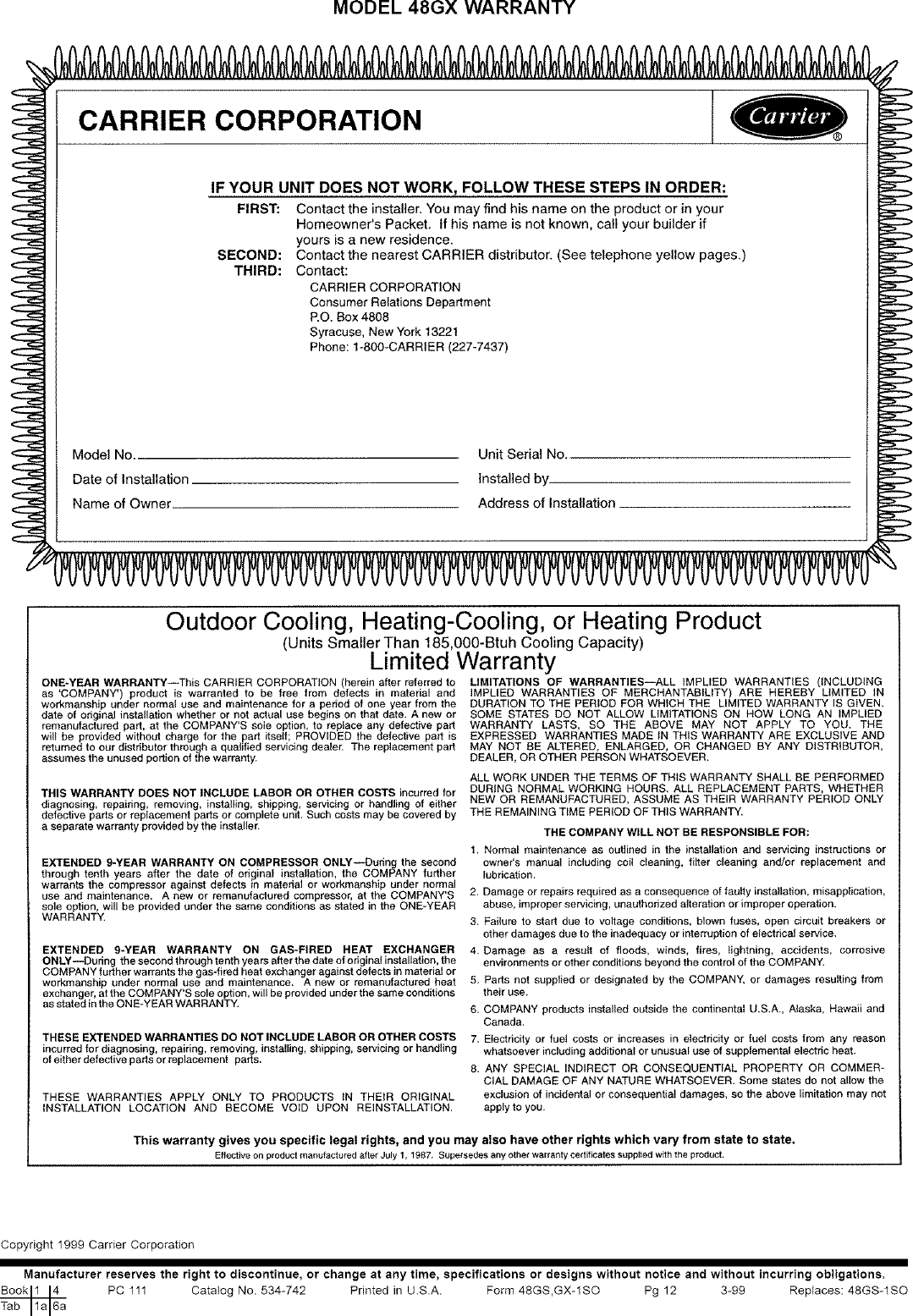 Carrier 48GS024060300 User Manual CENTRAL PACKAGE Manuals And Guides ...