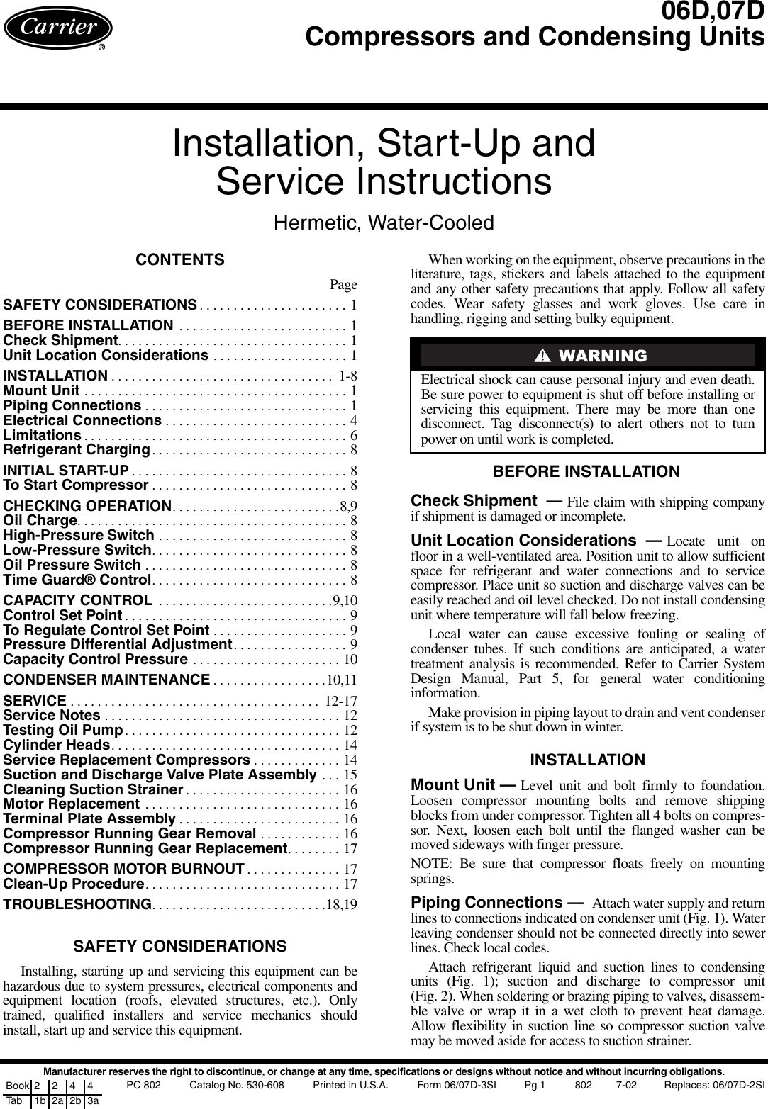 Carrier 06D Users Manual
