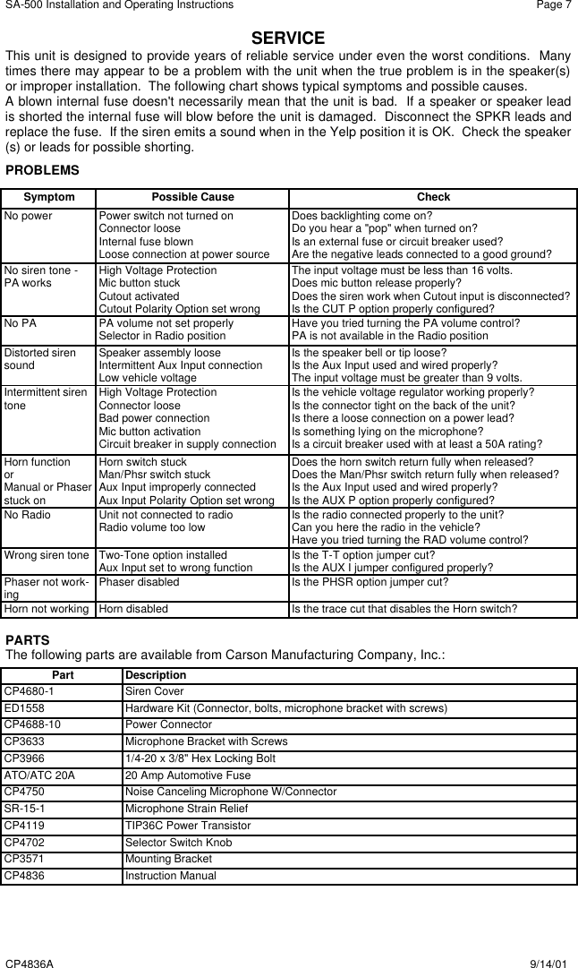 Carson Optical Siren Amplifier Sa 500 Users Manual 10