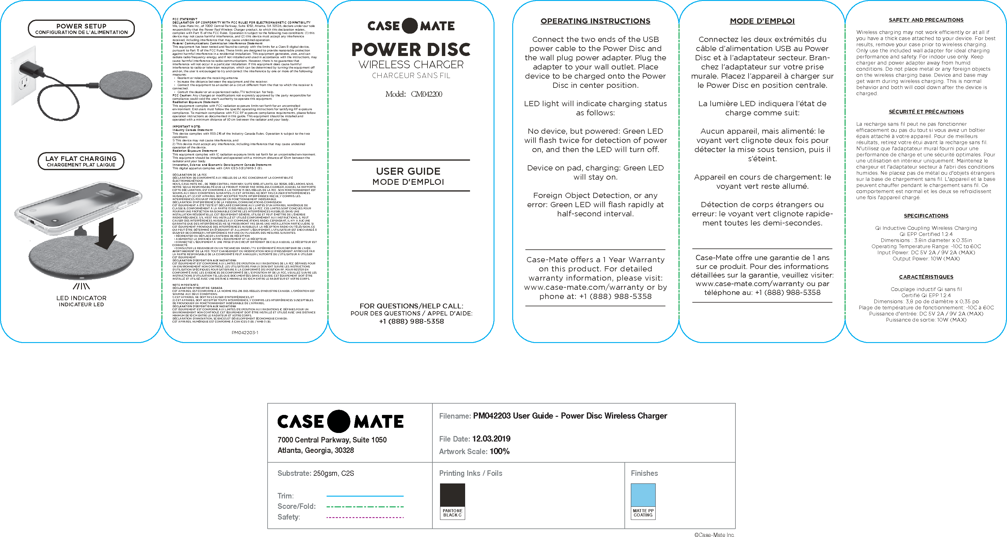 Case Mate CMPOWERDISC Power Disc Wireless Charger User Manual PM042203 ...