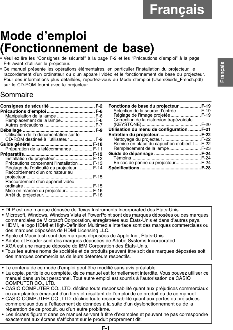 Casio XJ S43W Basic_43W_F Basic 43W F FR