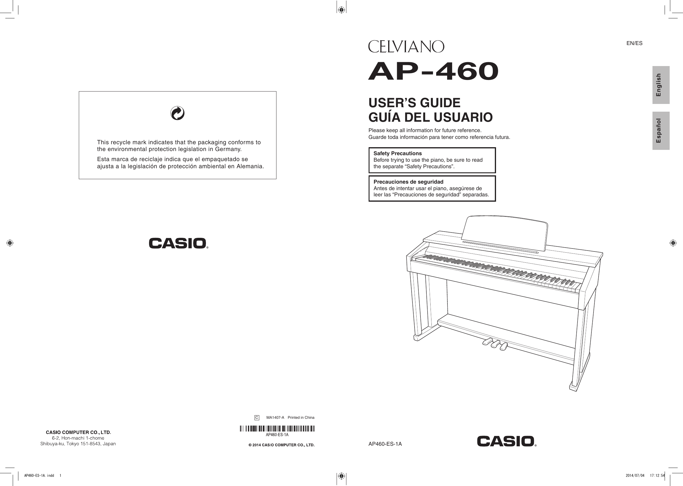 Casio Ap 460 Owners Manual AP460_EN