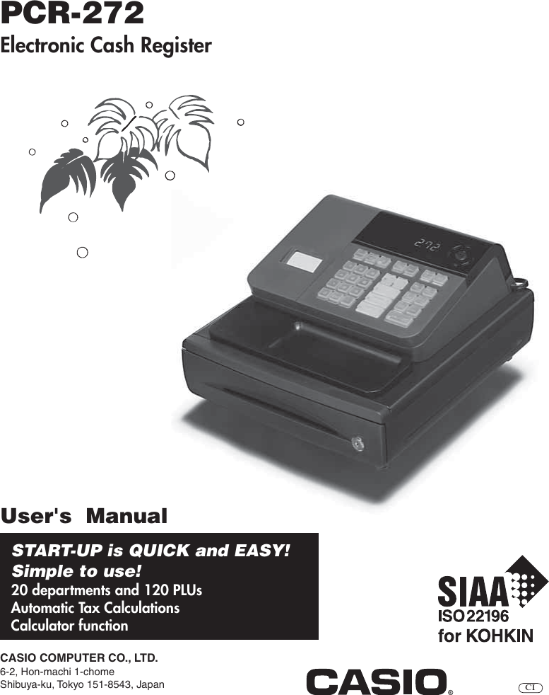 Casio Electronic Cash Register Pcr 272 Users Manual User's