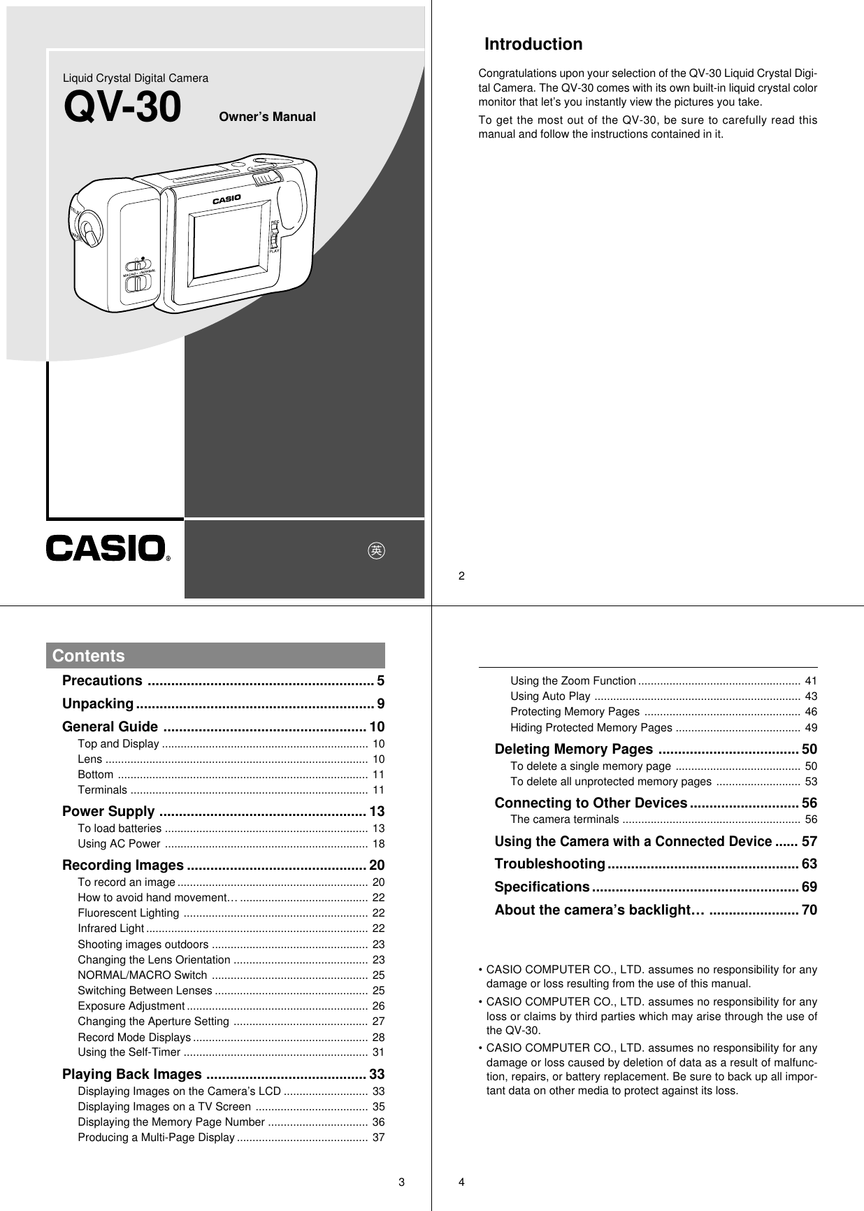 Casio Qv 30 Users Manual