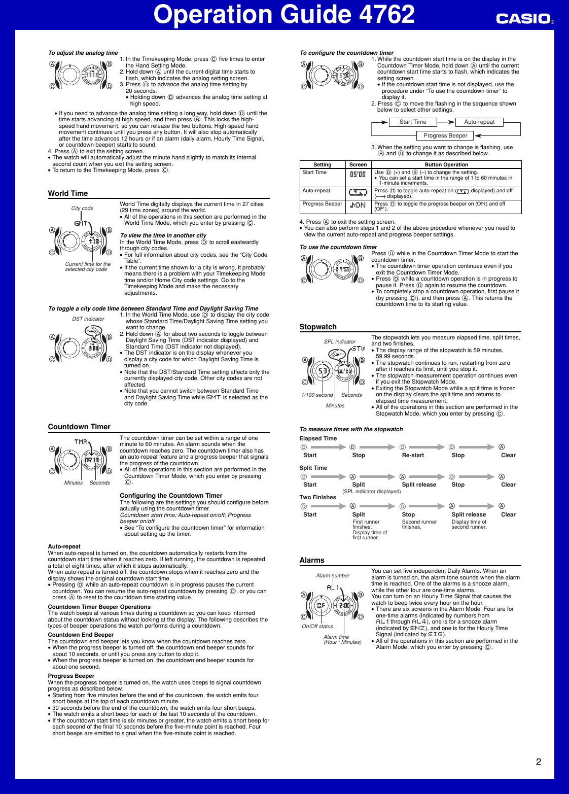 Casio Watch Ma0610 Ea Users Manual QW 4762