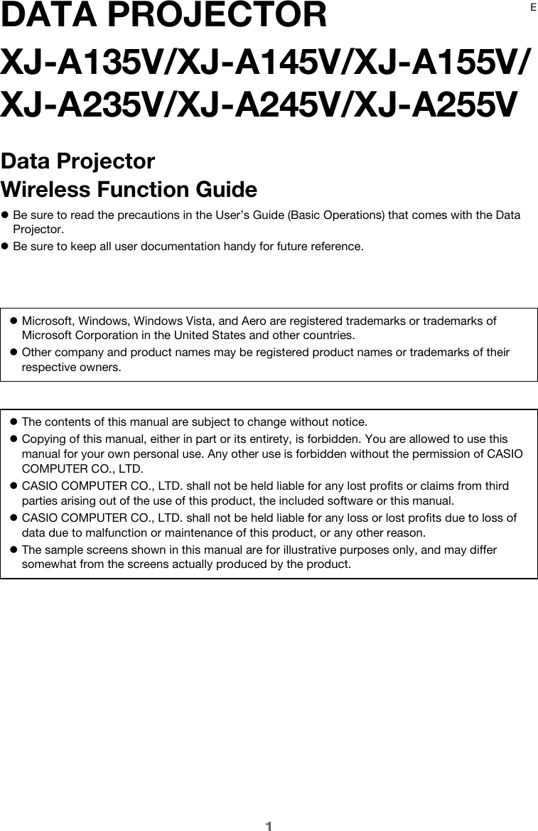 Casio Xj A235V Users Manual A135V/XJ A145V/XJ A155V/XJ A235V/XJ A245V/XJ A255V