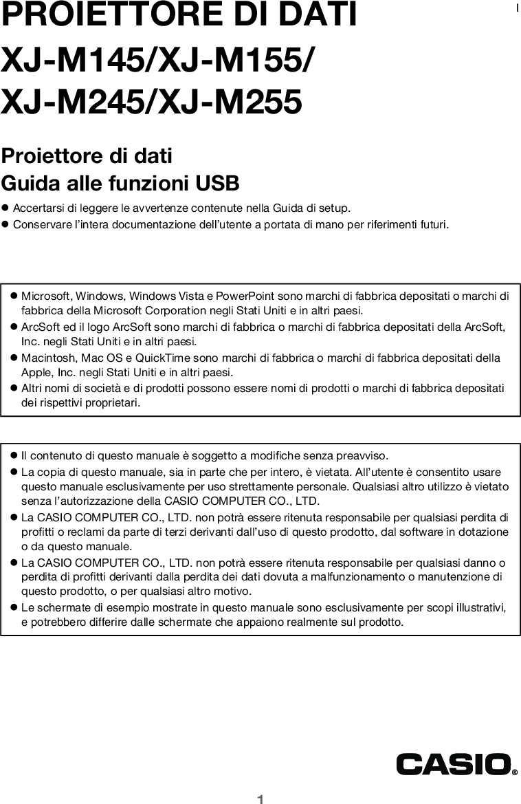 Casio XJ M145/XJ M155/XJ M245/XJ M255 M255S_USB_Guide_Italian M255S USB Guide Italian IT