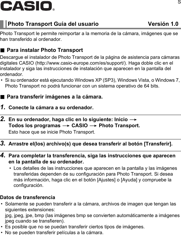 Casio Photo Transport WEB FA Photo Transport WEB FA ES