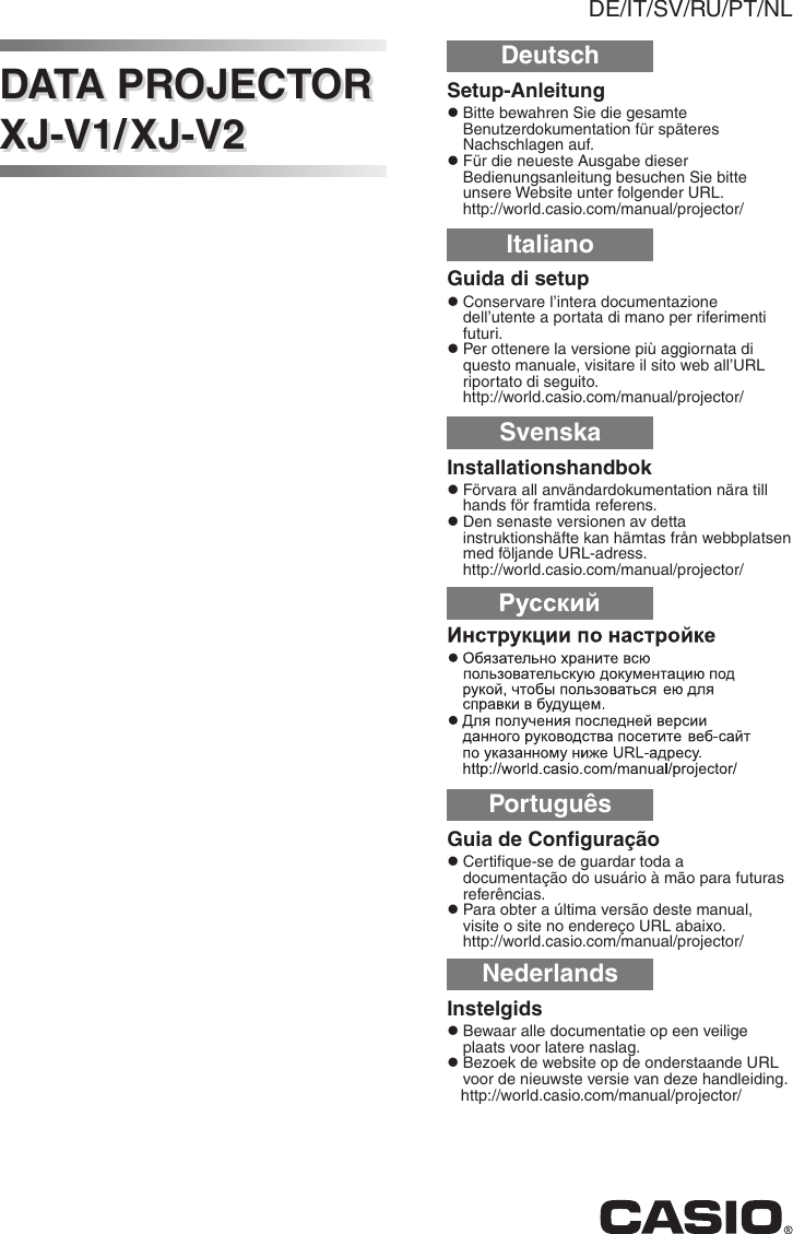 Casio XJ V1_XJ V2 V2_Setup Guide Setup NL