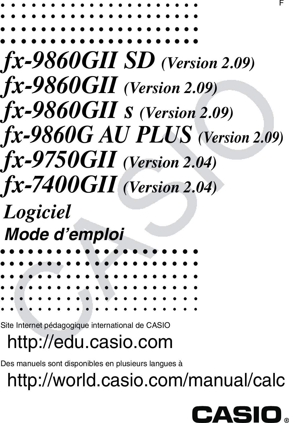 Casio Fx 9860GII SD 9860GII 9860GII S 9860G AU PLUS 9750GII 7400GII