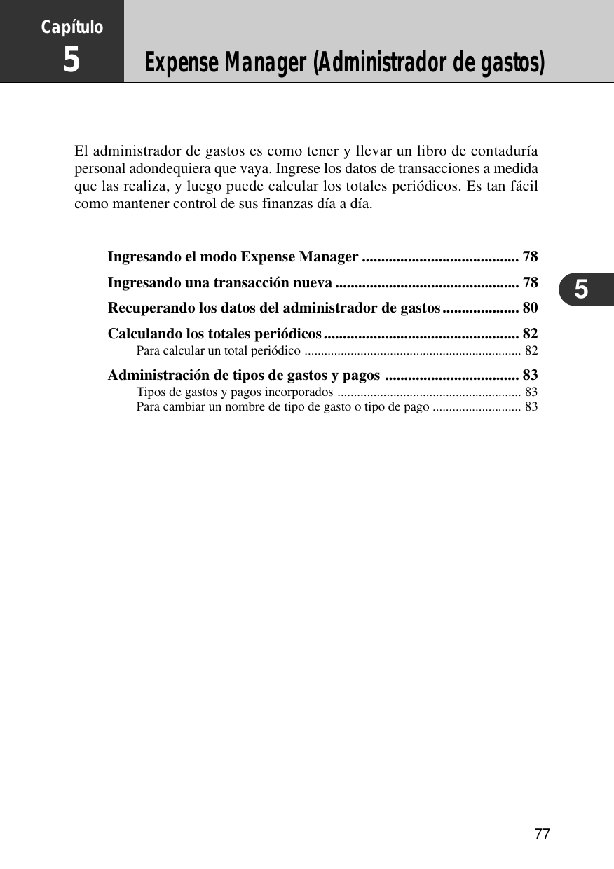 Casio PV 100/200*p077(T)new Capítulo 5 Expense Manager (Administrador ...