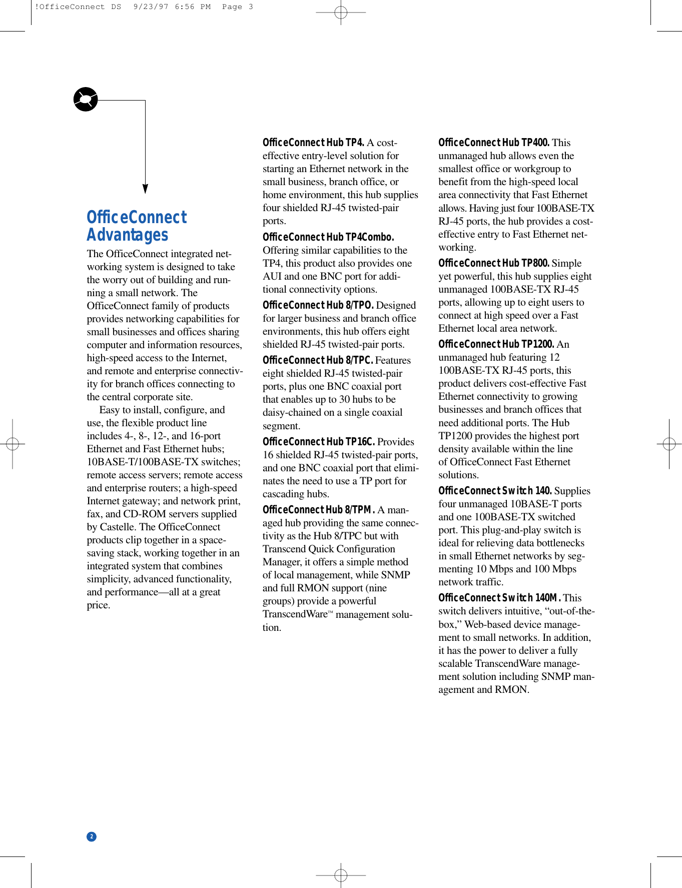 Castelle Office Connect Users Manual OfficeConnect Hubs And Switches