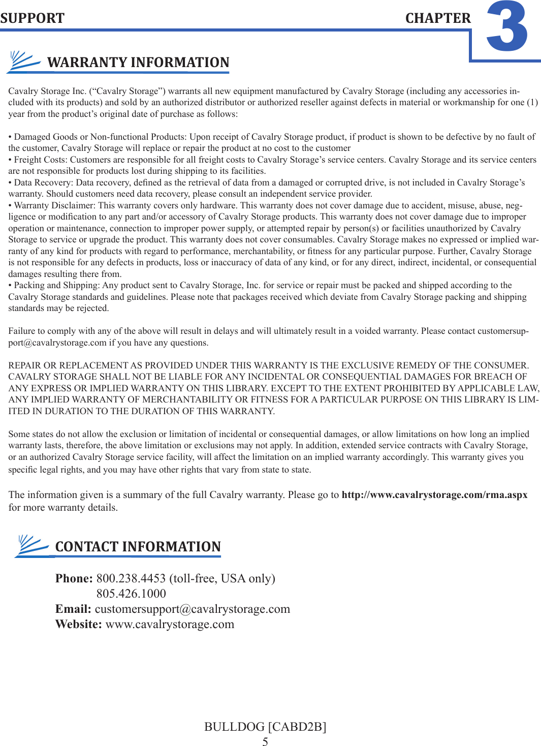 Cavalry Storage Bulldog Cabd2B Users Manual