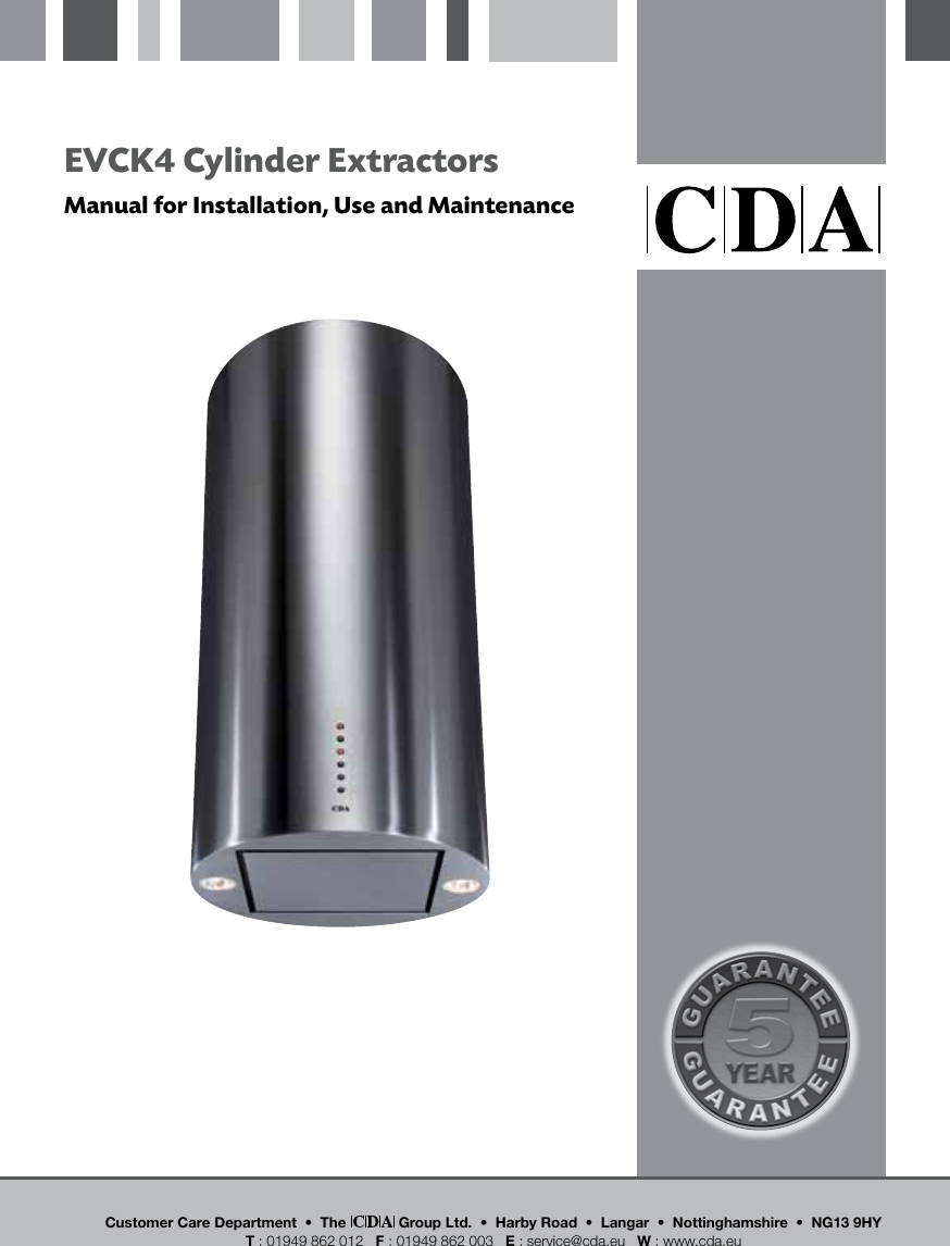Cda Cylinder Extractors Evck4 Users Manual