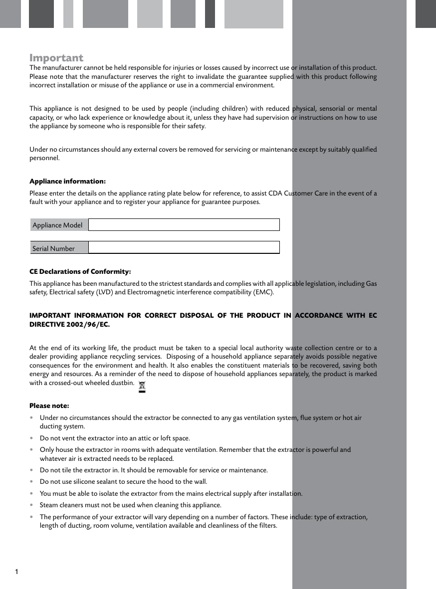 Cda Cylinder Extractors Evck4 Users Manual