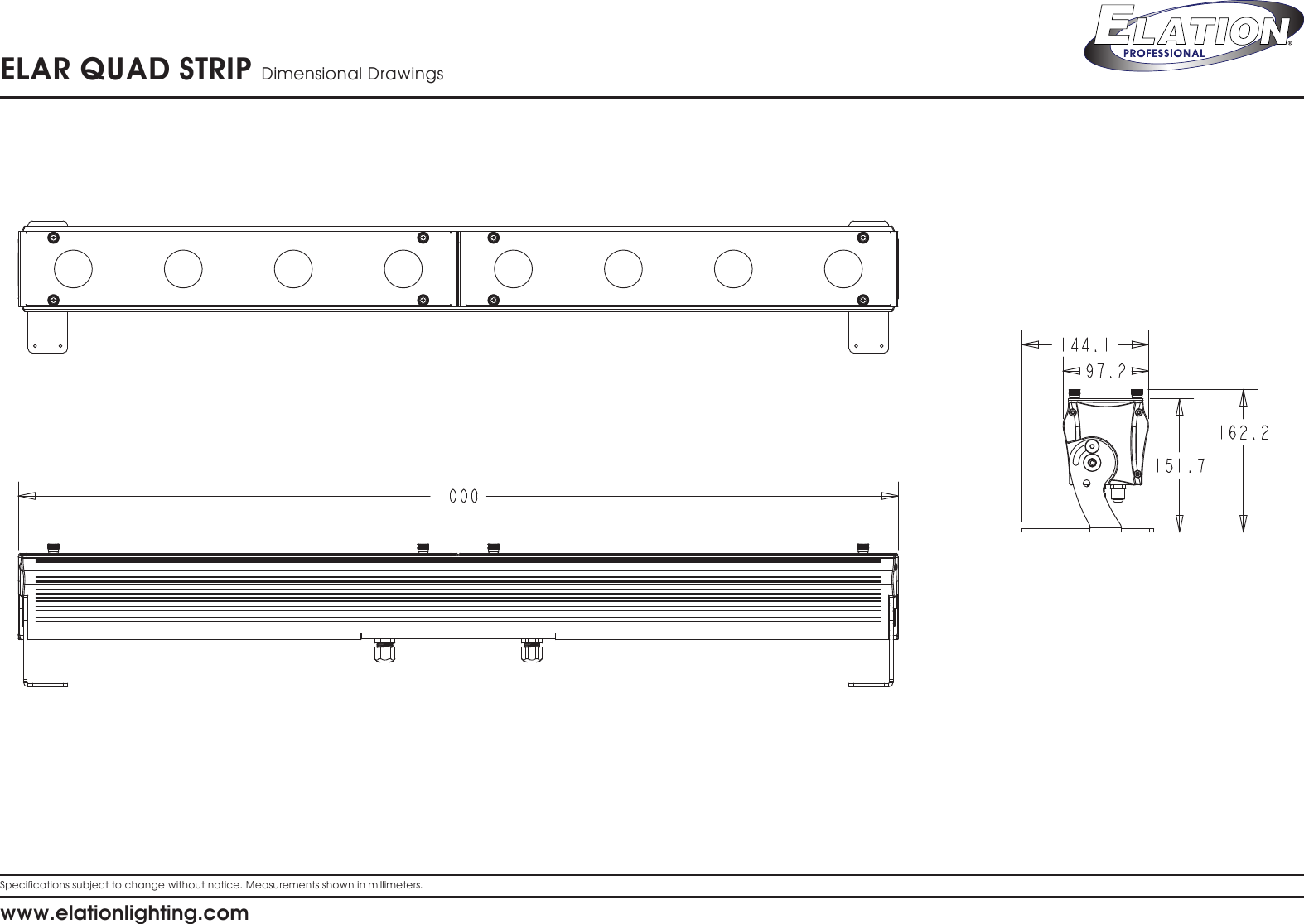 Elar Quad Strip Dimensional Drawings Print User Manual