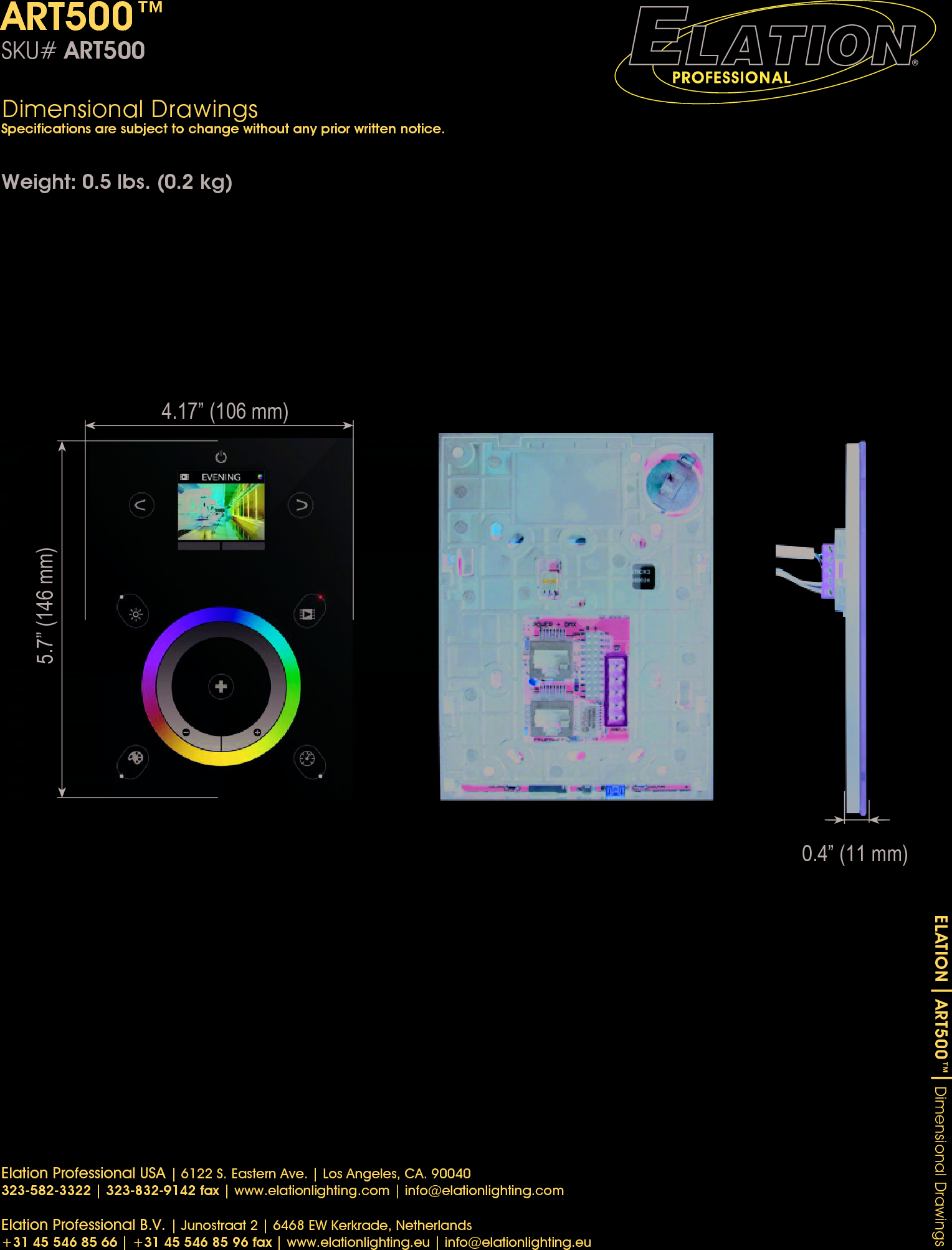 Elation Art500 Dimensional Drawings User Manual