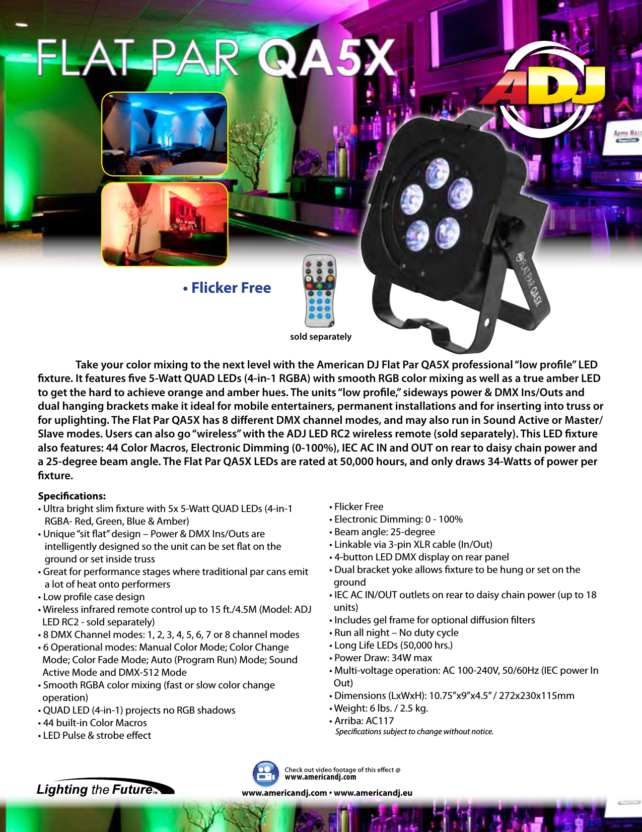 Flat Par Qa5X Cutsheet User Manual