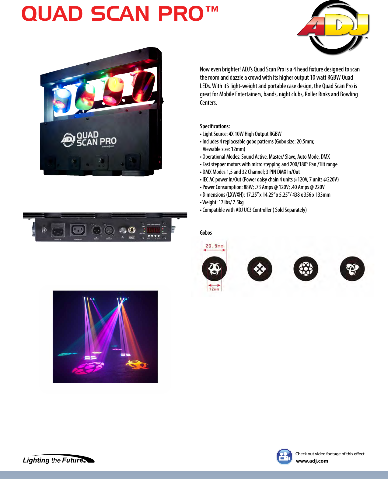 Quad Scan Pro Cutsheet User Manual