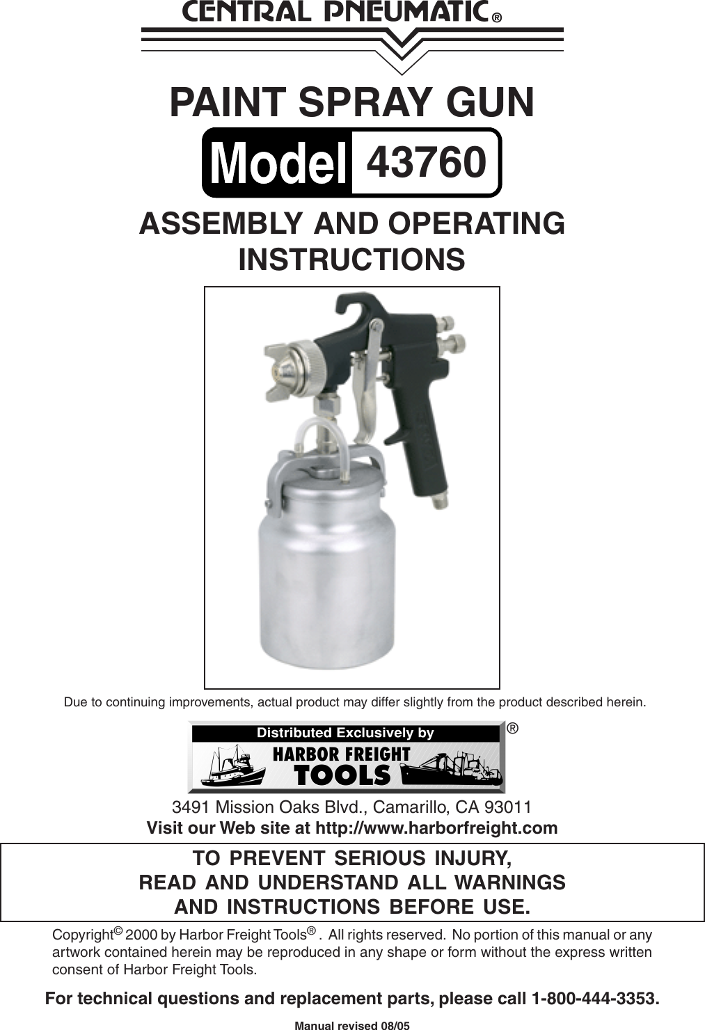 Central Pneumatic 43760 Users Manual 91011