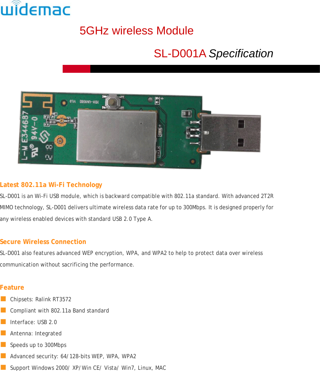 Century Xinyang Tech SLD001A Wireless Module User Manual