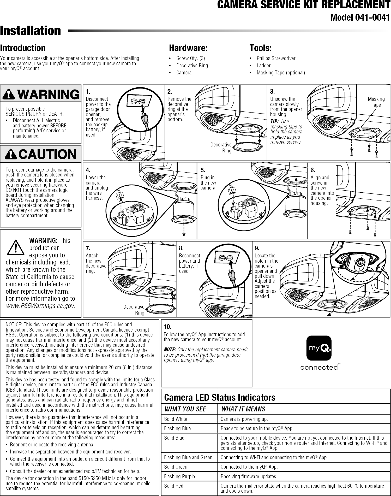 Chamberlain Group The GDOCAM1 Hawkeye camera module User Manual 114 ...