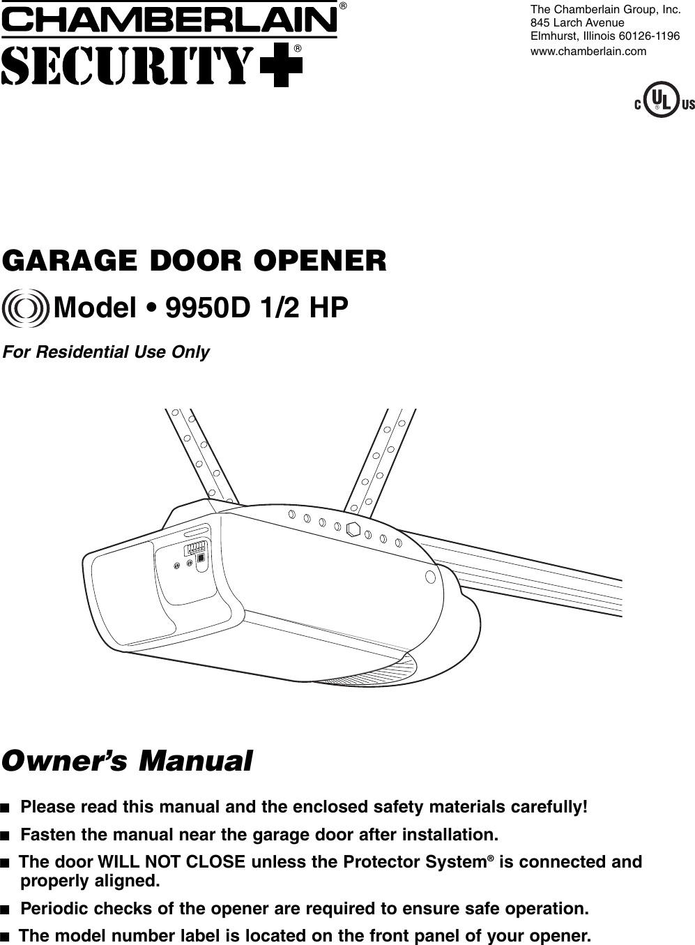 Chamberlain 9950D Users Manual 114A3054