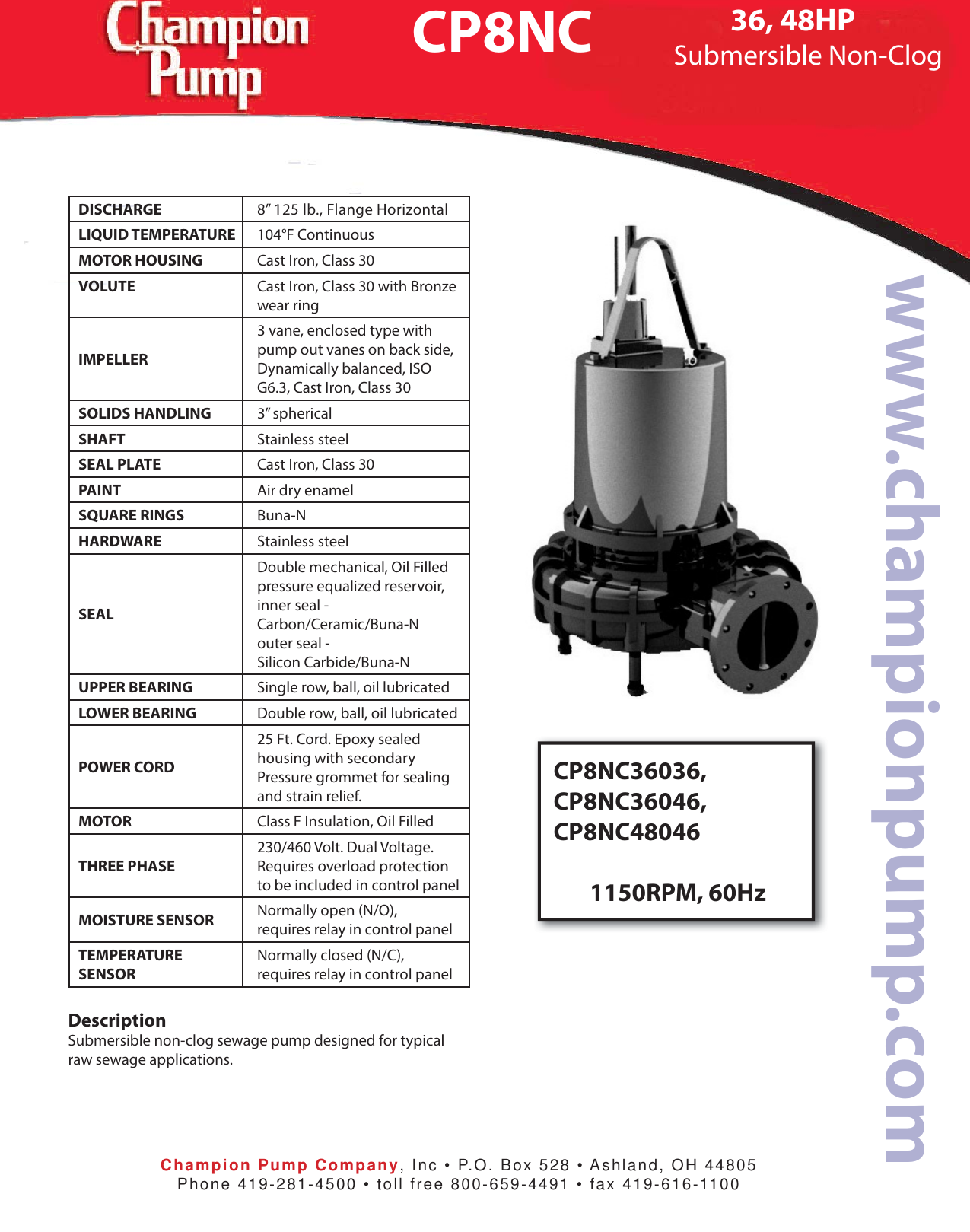 Champion Pumps Cp8Nc Pump Catalog 5 CP Non Clog