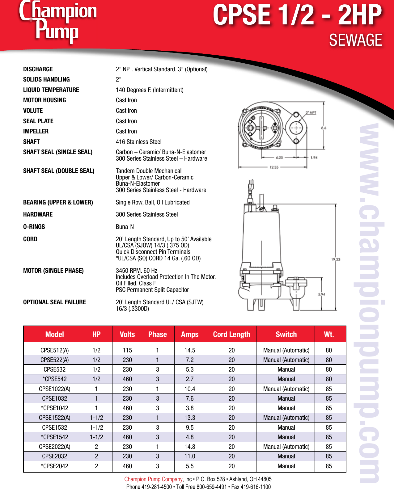 Champion Pumps Cpse Pump Catalog