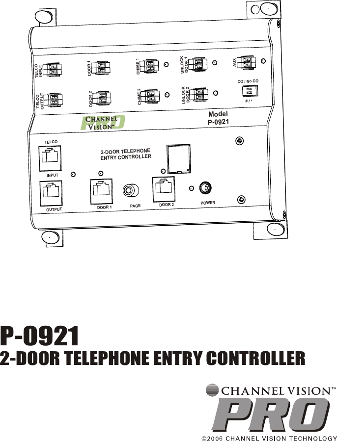 Channel Vision P 0921 Users Manual 500 113art