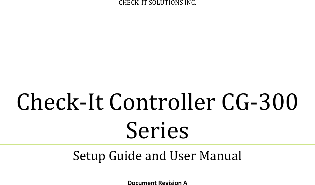 Check It Solutions CG300 Z-WAVE AND ZIGBEE ADVANCED GATEWAY User Manual ...