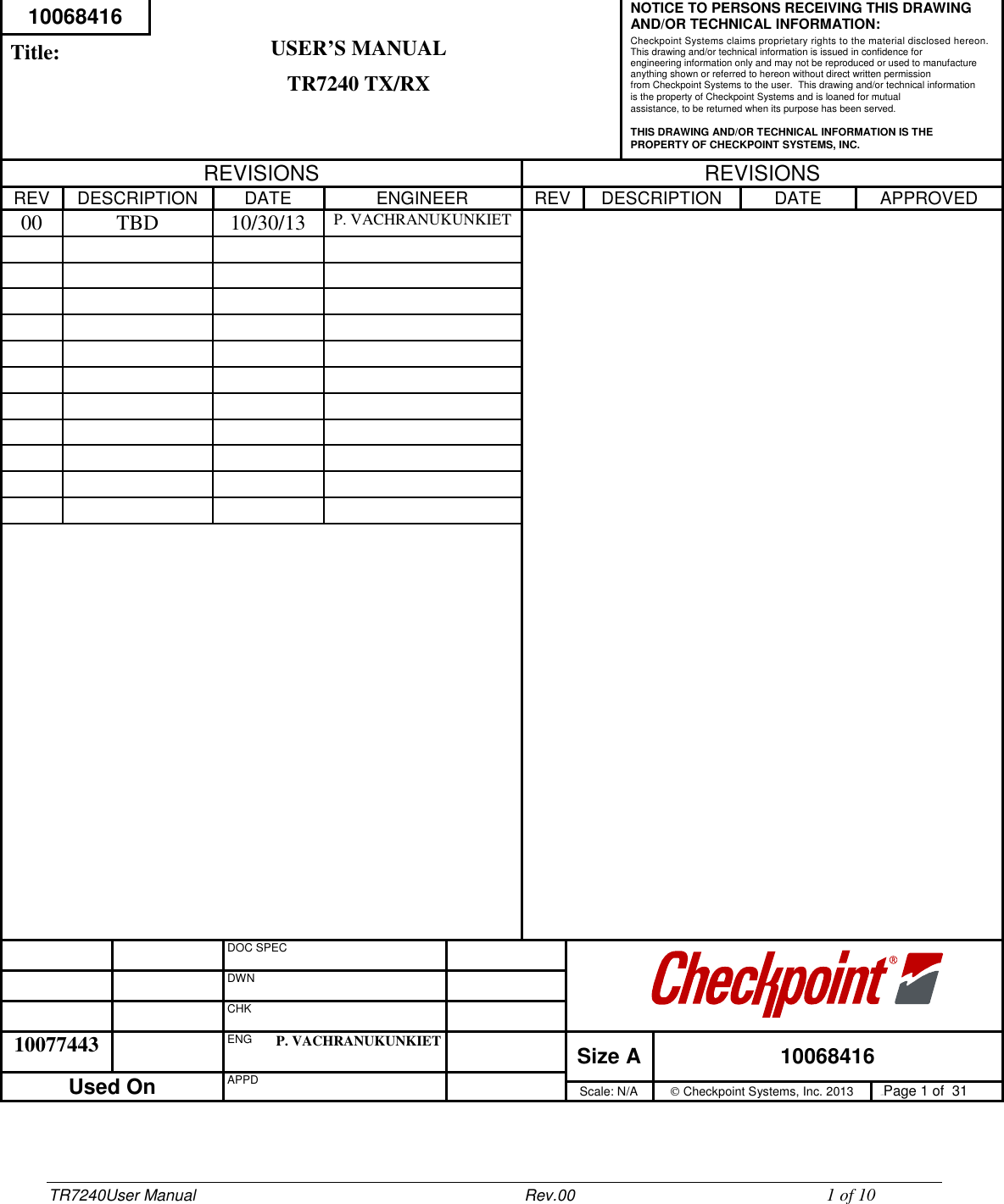 Checkpoint Systems TR7240 Module for EAS Detection System Discussion ...