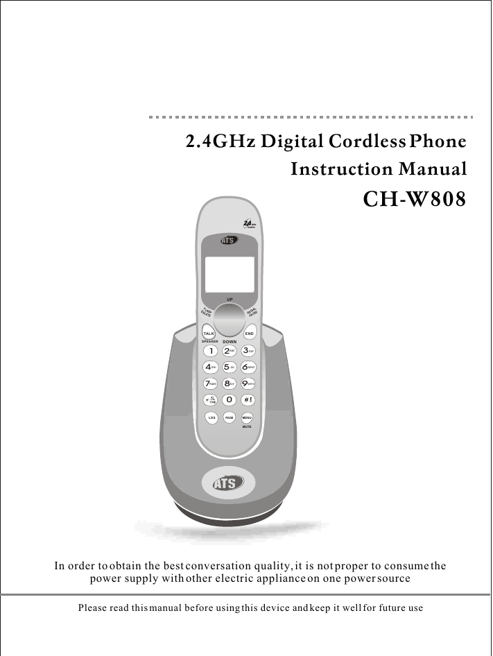 Cheung Hung Electronics CH-W808 2.4GHz Digital Cordless Telephone User ...