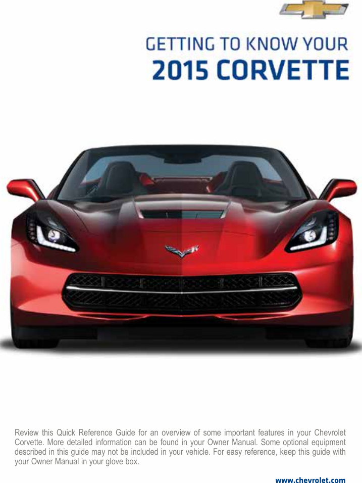 Chevrolet 2015 Corvette Get To Know Manual