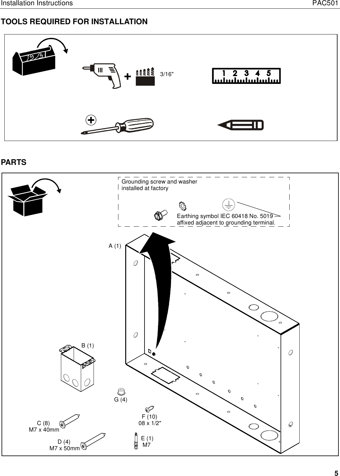 Chief Manufacturing Pac501 Users Manual INSTALLATION INSTRUCTIONS