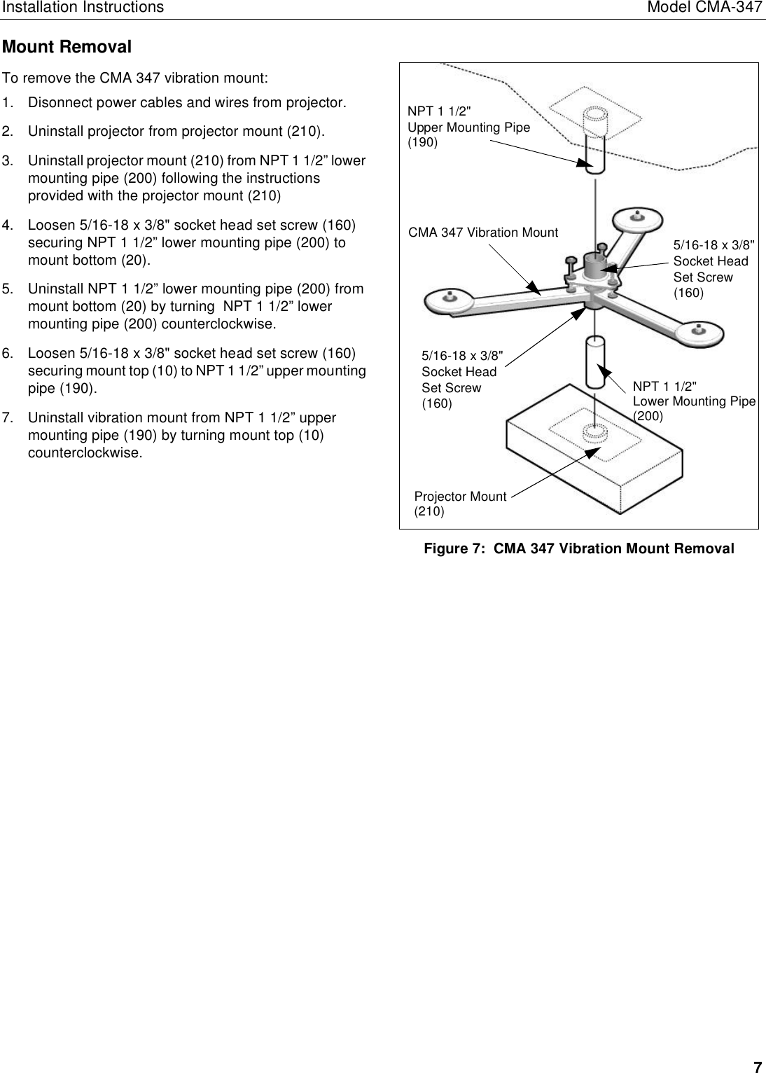 Chief Manufacturing Vibration Mount Cma 347 Users Manual INSTALLATION INSTRUCTIONS