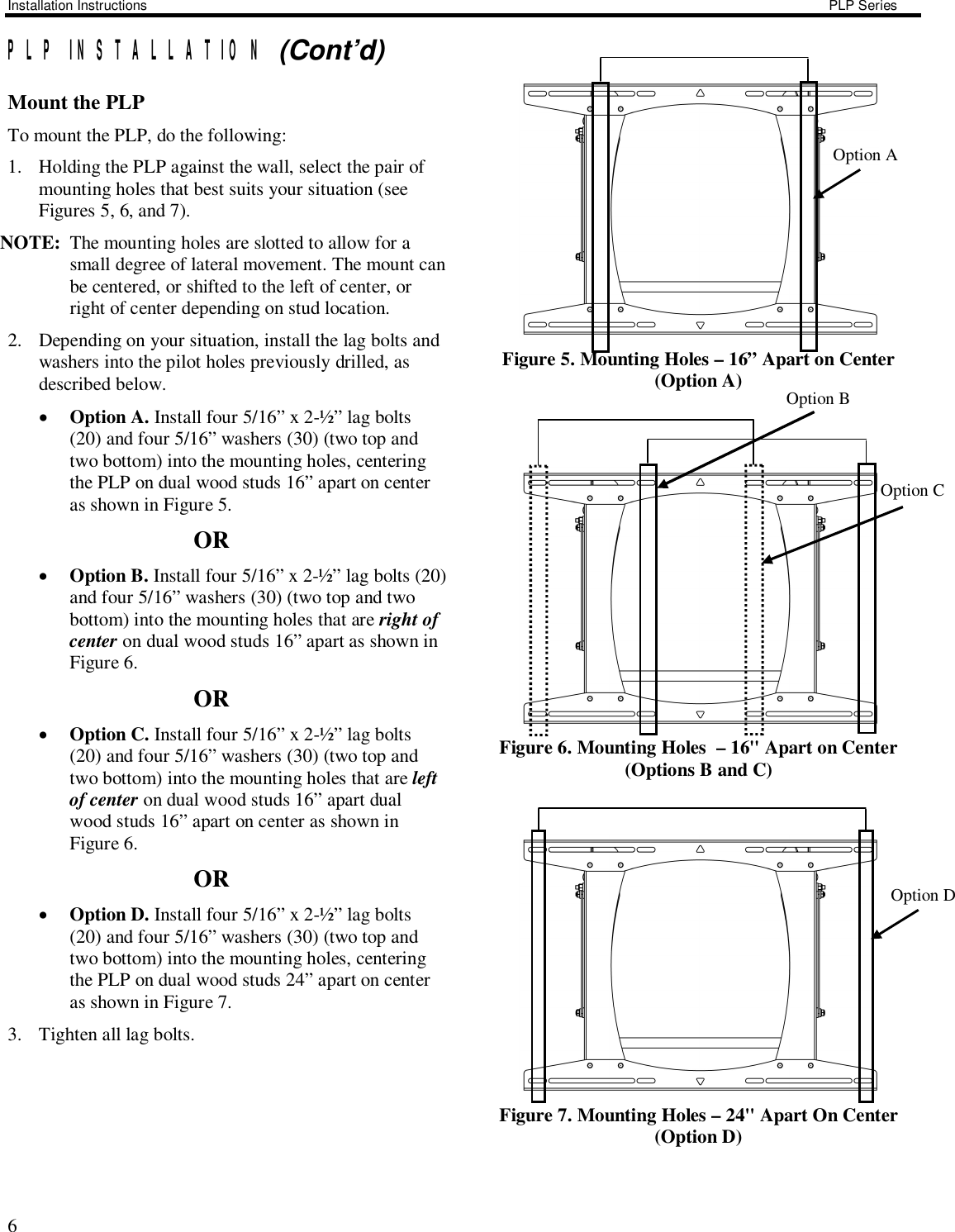 Chief Manufacturing Wall Mount Plp Series Users Manual PLPSERIES ...