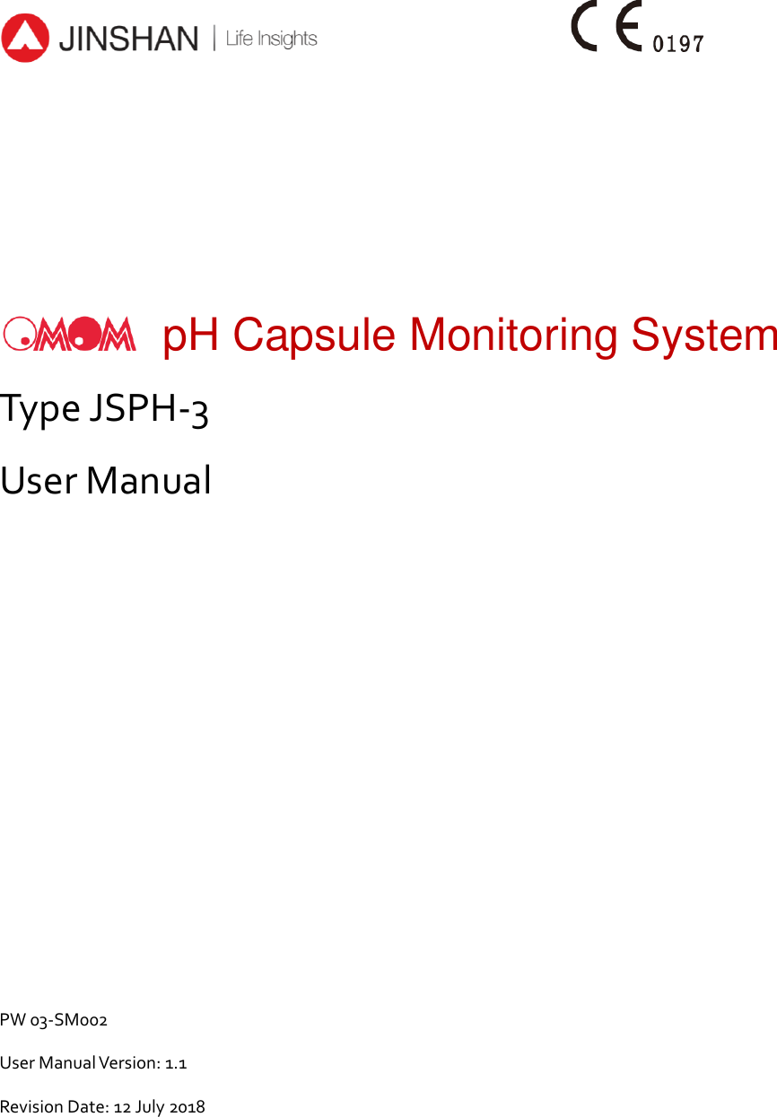 Chongqing Jinshan Science and Technology JSPH-3 pH Capsule Monitoring ...