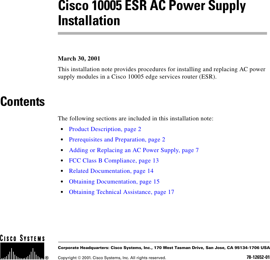 Cisco Systems 10005 Installation Manual 10005ac.mif
