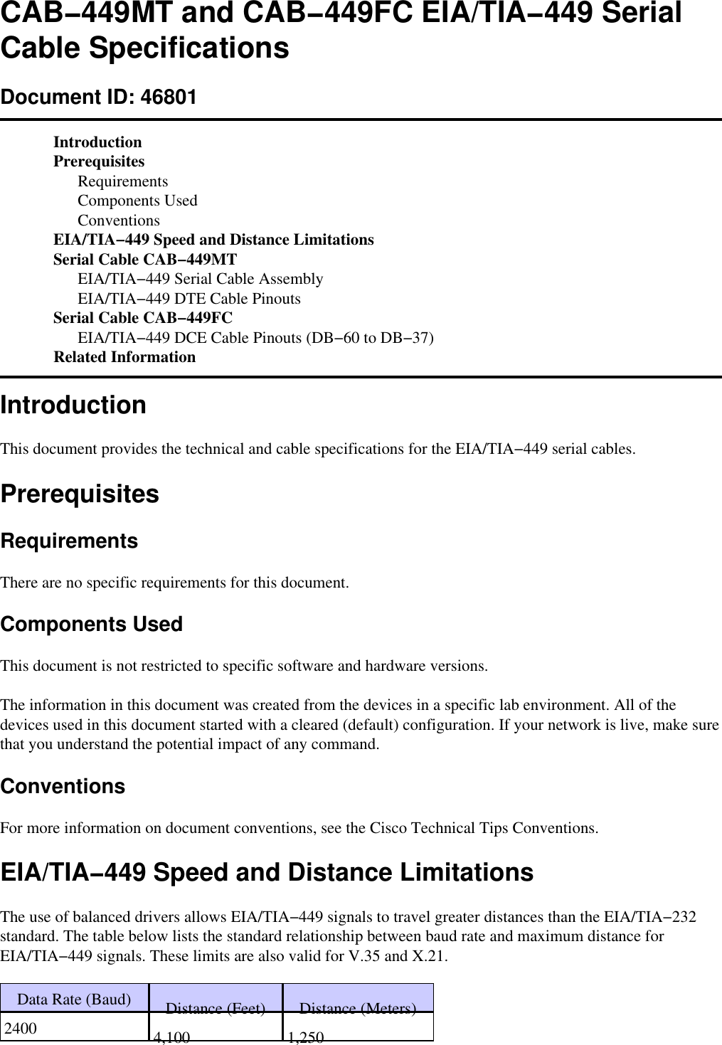 Cisco Systems Cab 449Fc Specification Sheet 449MT And EIA/TIA 449 ...
