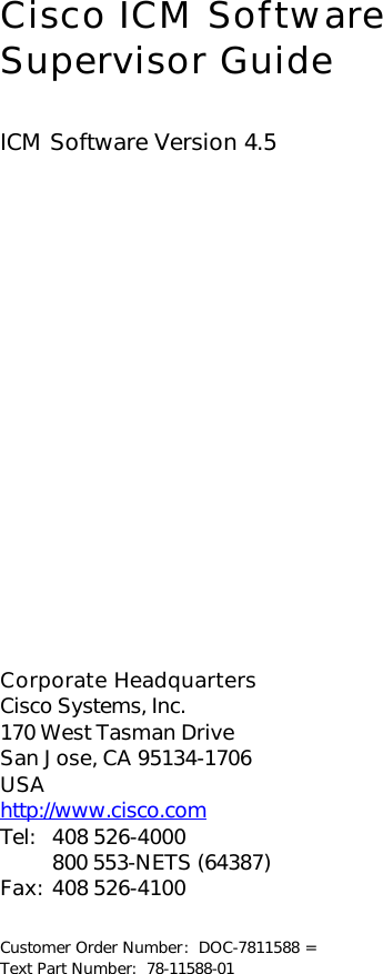 Cisco Systems Icm Software Version 4 5 Users Manual Book40