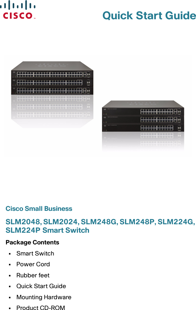 Cisco Systems Slm2024 Users Manual Small Business SLM Smart Switches Installation Guide