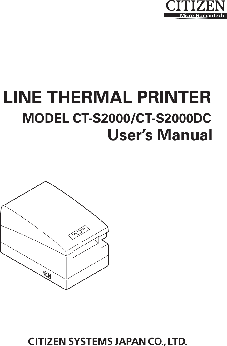 Citizen Systems Ct S2000 Users Manual 01 Cover